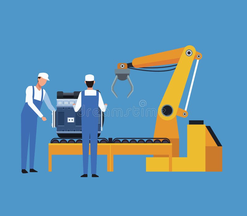 Factory workers cartoon stock vector. Illustration of manufacturing ...