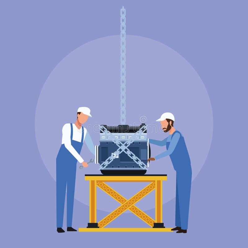 Worker on car factory stock vector. Illustration of auto - 132188889