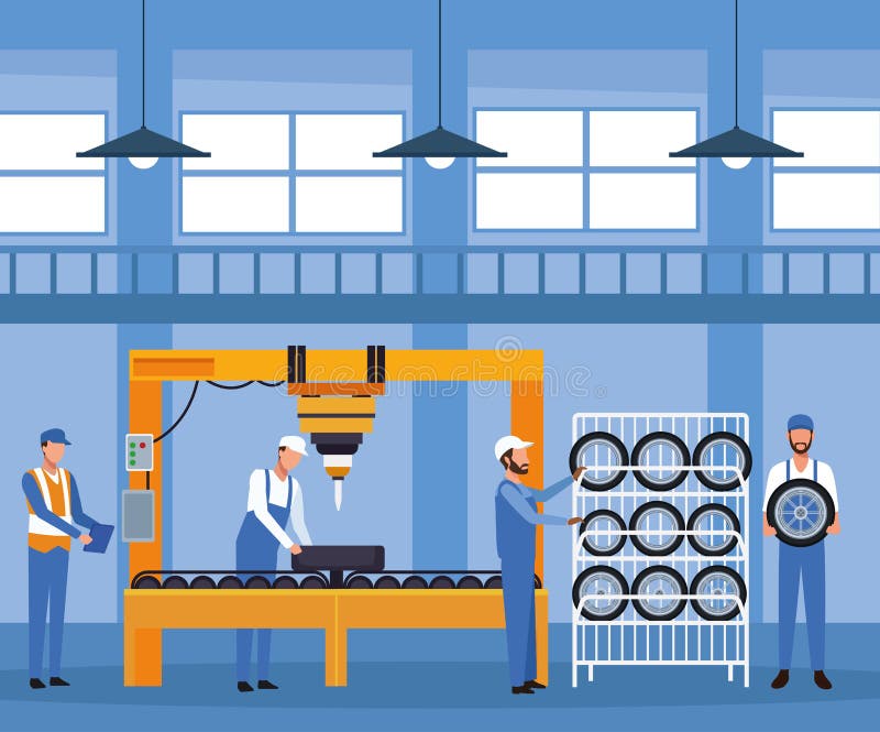 Factory workers cartoon stock vector. Illustration of manufacturing ...