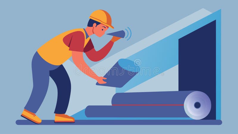 A Worker Carefully Spraying a Layer of Soundabsorbing Material Onto the ...