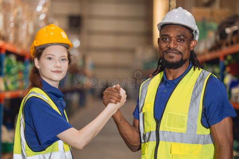 Worker in Cargo Warehouse Teamwork Support Trainee Young Women with ...