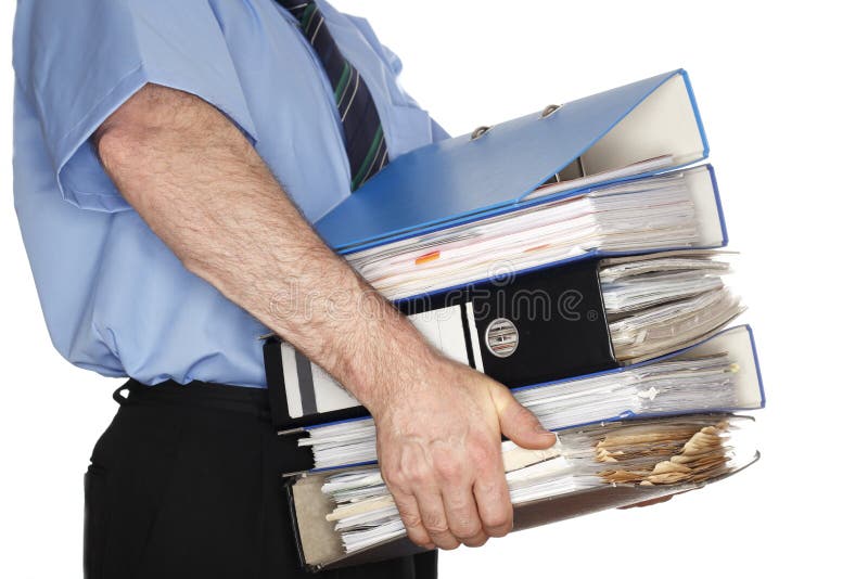 Male Office Worker Carrying A Stack Of Files Stock Photo - Image of ...