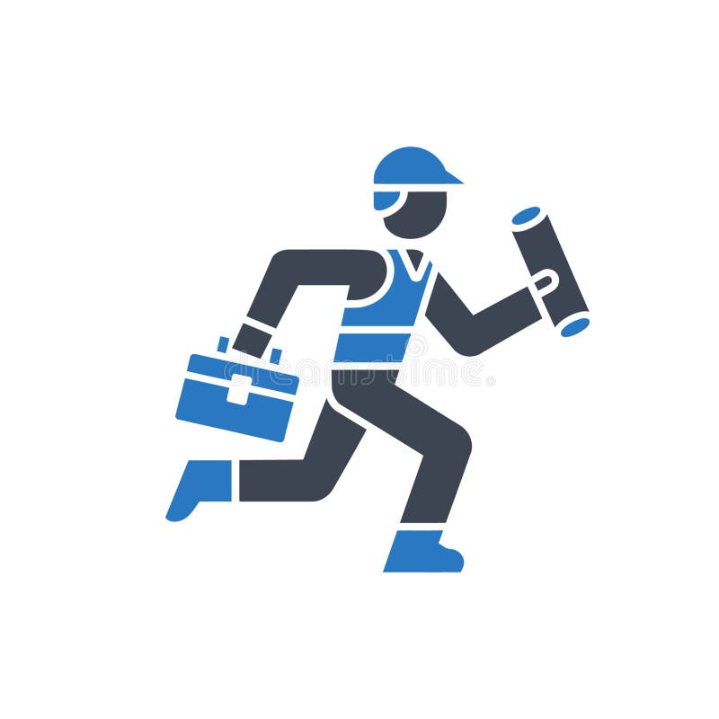 Worker Carrying Tools Icon stock vector. Illustration of sign - 376291301