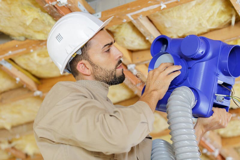 Worker during Ceiling Construction Stock Photo - Image of successful ...
