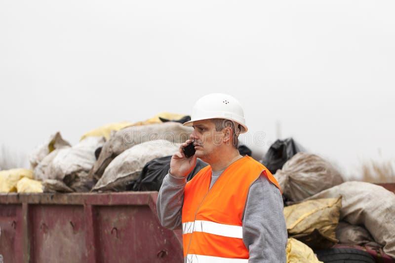 Engineer a Construction Site Using Cellphone Stock Image - Image of ...