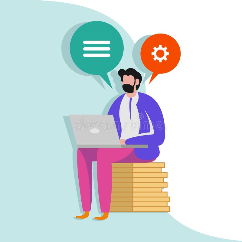 Worker Character Doing Hard Work. Time Management and Workflow ...