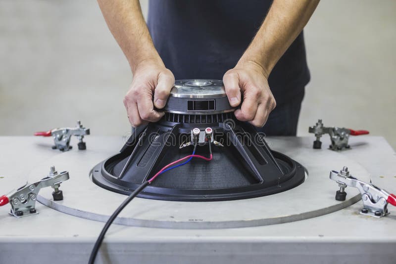 Worker Check the Speaker at the Factory Stock Image - Image of ...