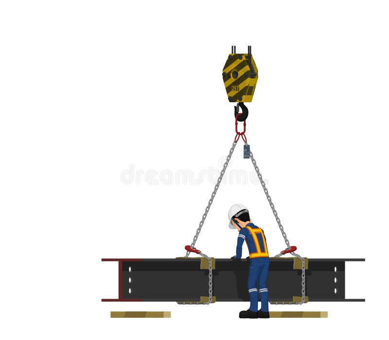 A Worker is Checking Balance of Chain Sling Stock Vector - Illustration ...