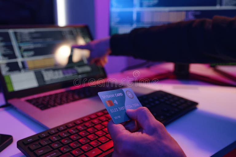 It Worker Checking Data of Credit Card on Computer Stock Photo - Image ...