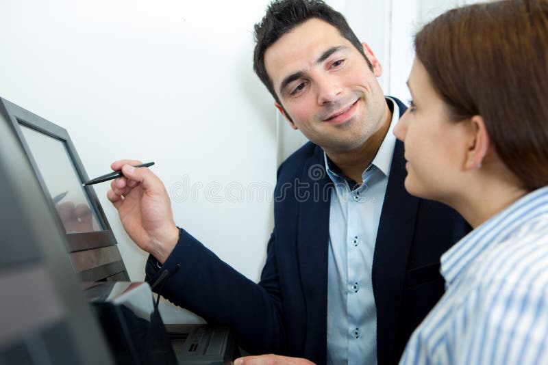 Worker checking screen stock photo. Image of businessman - 239476590