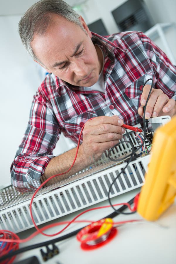 Worker Checking Tool with Optical Device Stock Image - Image of ...