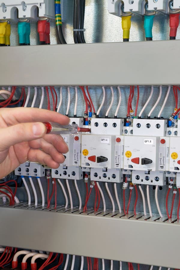 Automatic Motor Protection Switches in the Electrical Cabinet Stock ...
