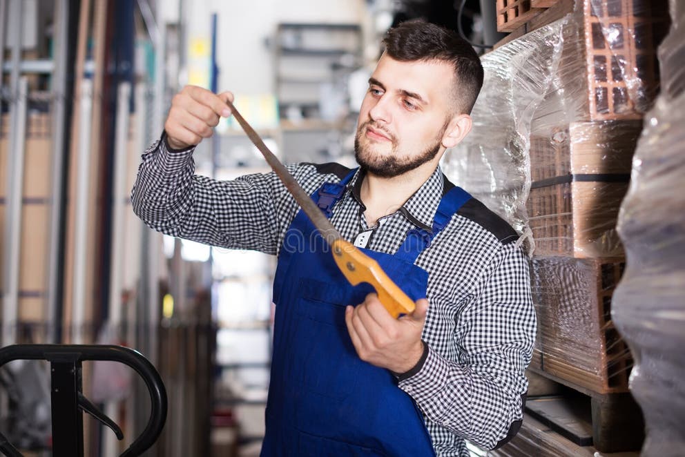 Worker Checks the Tool before Working Stock Image - Image of industry ...