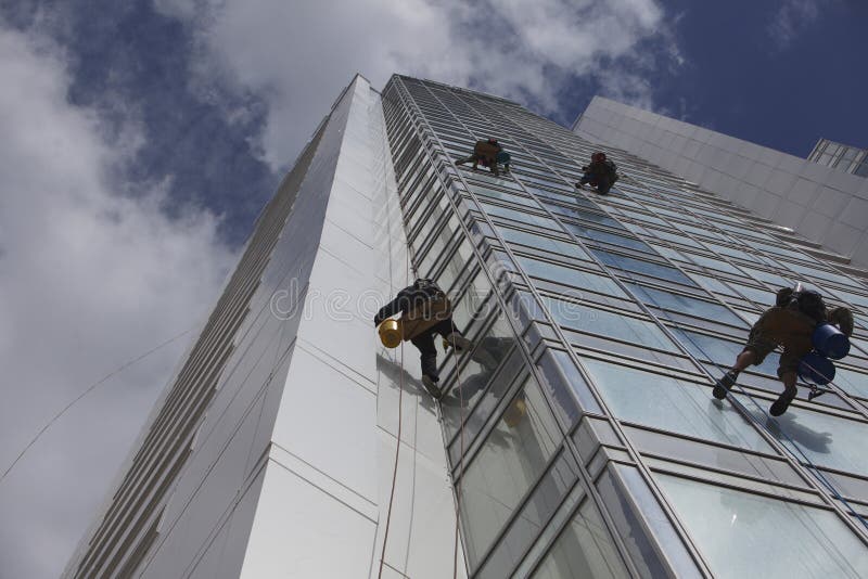 Worker Cleaning Windows on Height Editorial Photography - Image of ...