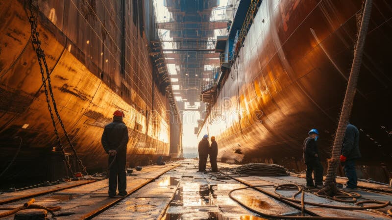 Worker Cleans the Hull of an Old Ship from Rust. Vessel Renovation ...