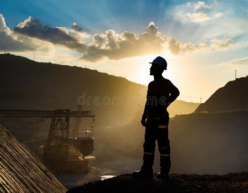 Worker and a Coal Mine in the Background. Generated with AI Stock ...