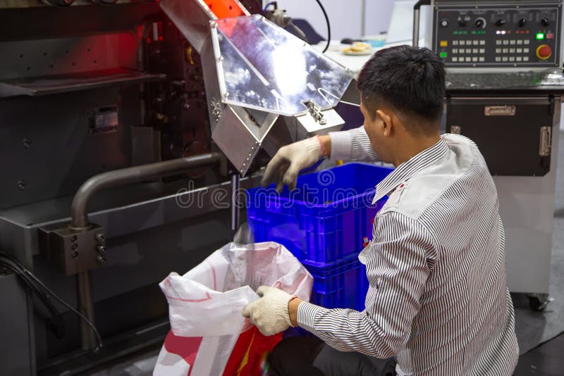 Worker Collect Springs from Spring Coiling Machine Editorial Photo ...