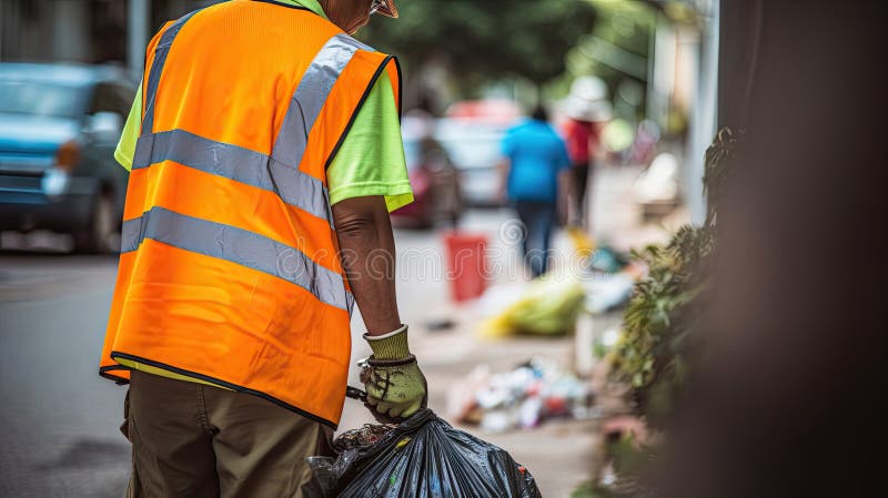 Worker Collecting Garbage of Urban Municipal are Collecting for Trash ...