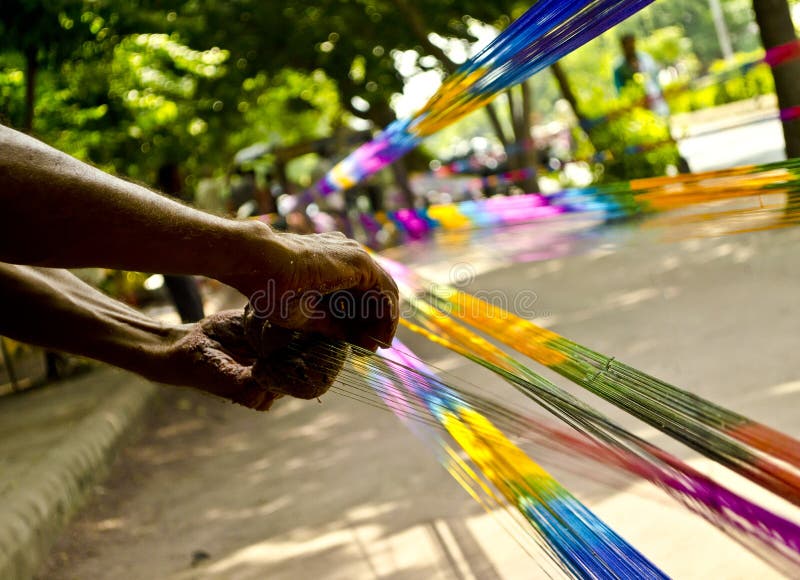 Worker coloring thread stock photo. Image of hand, handmade - 36542360