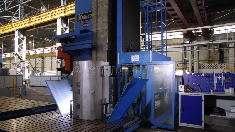 Worker Comes into Cabin with Control Panel in Workshop Stock Video ...