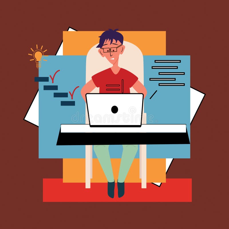 Worker Confused about Laptop, Stress and Workplace Problems ...