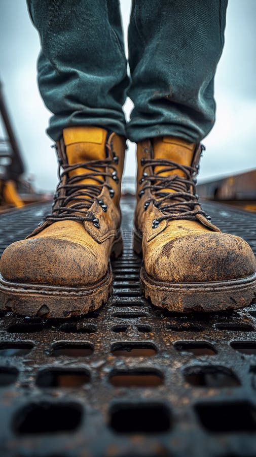 Worker in Construction Boots Stock Illustration - Illustration of ...