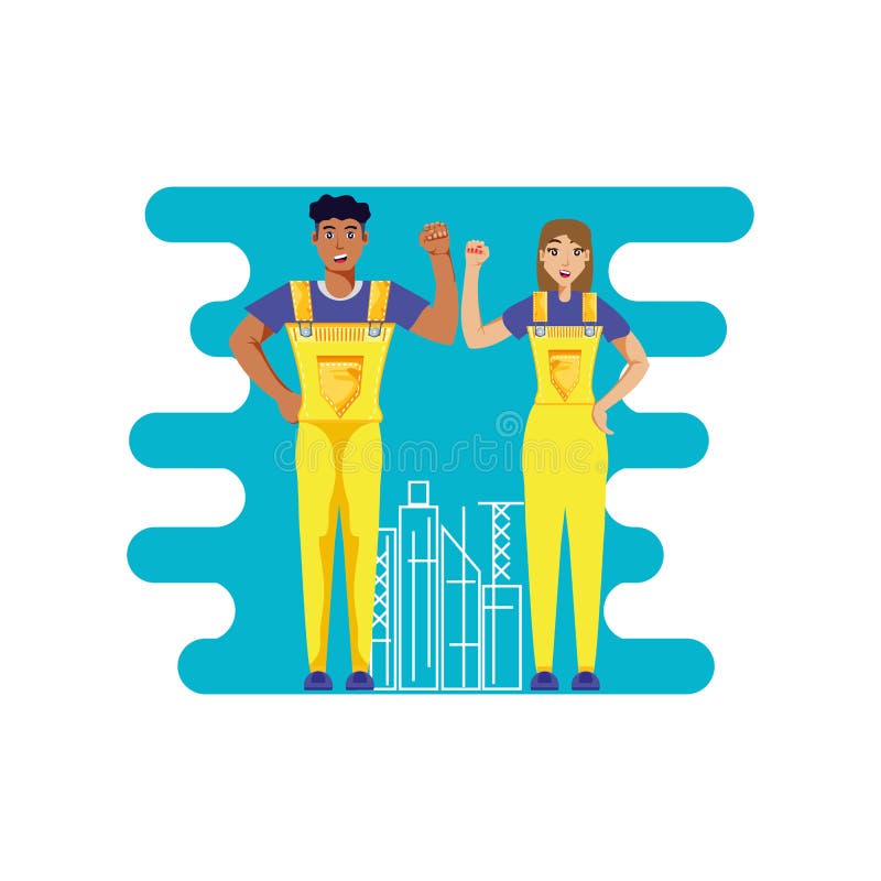 Female Male Construction Worker Couple Stock Illustrations – 149 Female ...