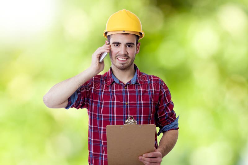 Worker with the Phone Mobile Stock Photo - Image of technical, repairs ...