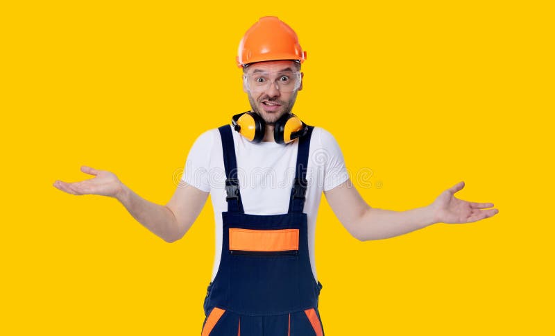 Worker at Construction Site. Builder Construction Man. Builder Engineer ...