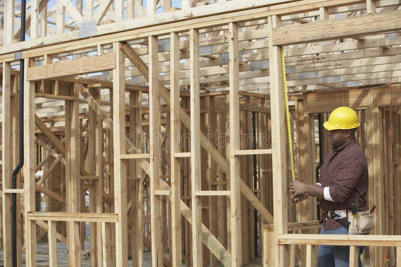 Worker at Construction Site Checking Formwork Stock Photo - Image of ...