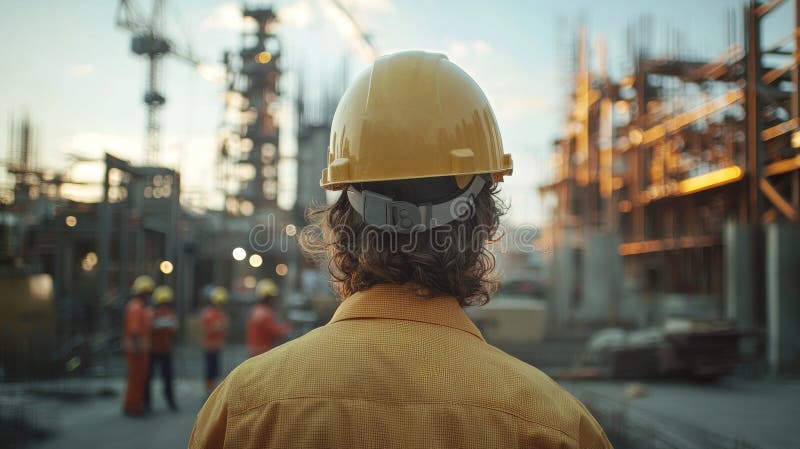 A Worker on a Construction Site or a Civil Engineer on the Background ...