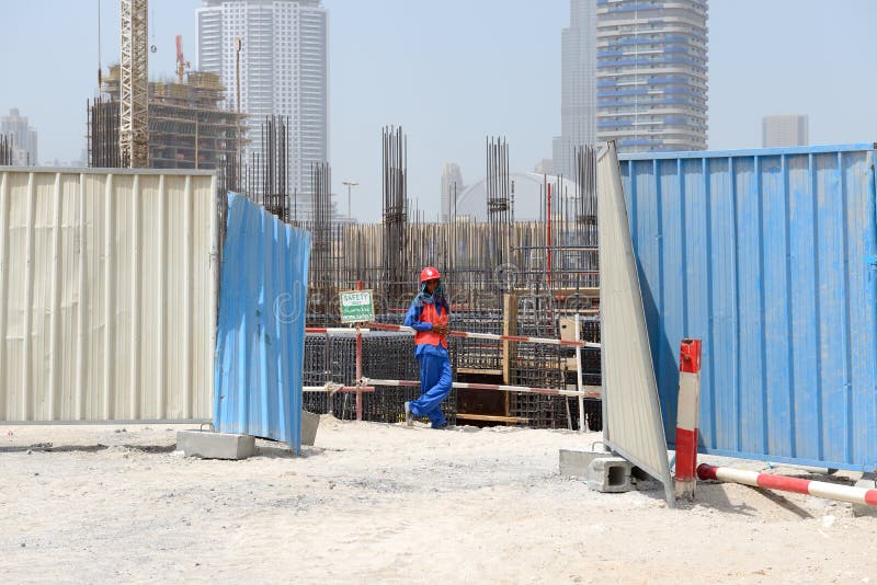 A Worker on Construction Site in Dubai Editorial Stock Image - Image of ...