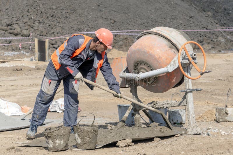 Worker at the Construction Site Editorial Stock Image - Image of ...