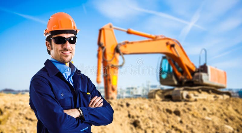 Worker in a Construction Site Stock Image - Image of construction ...