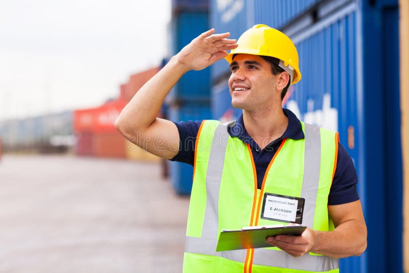Worker container yard stock photo. Image of business - 31712492