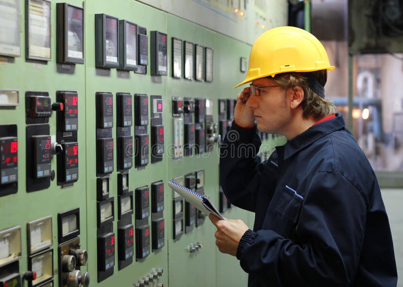 Worker in a Control Room stock photo. Image of measurements - 18359118