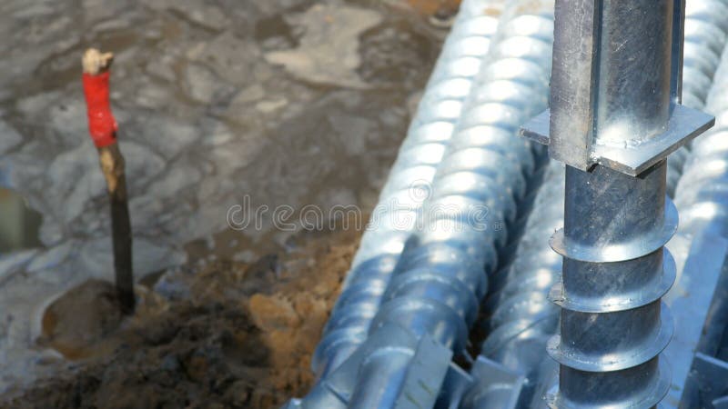 Worker Controls the Angle at Which the Pile Goes into the Ground ...