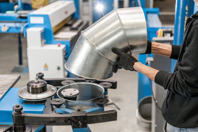 Worker Controls the Machine. Production Rolling Tool, Electric Machine ...