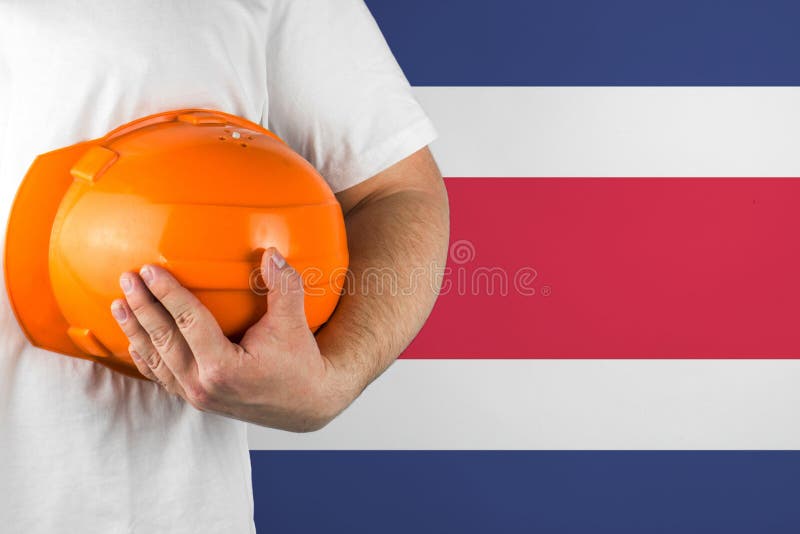 Worker with Costa Rica Flag on Background for Working on Labor Day ...
