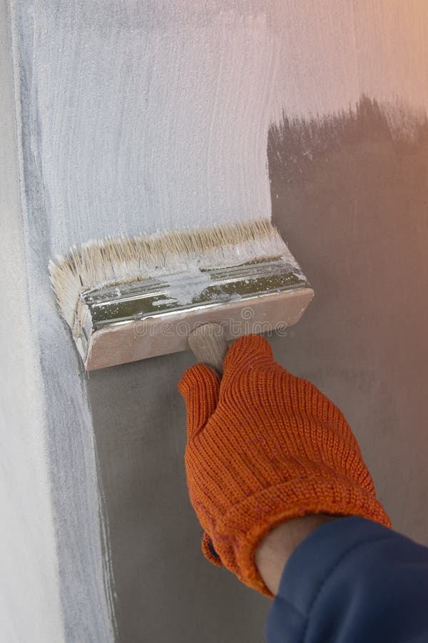 Waterproofing, Priming Process Stock Image - Image of glove, equipment ...