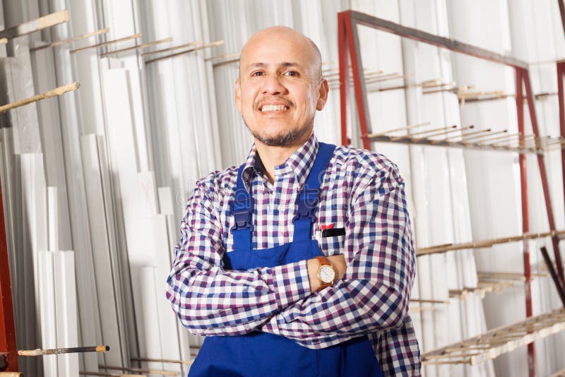 Worker in Coveralls Posing at Modern PVC Plant Stock Photo - Image of ...