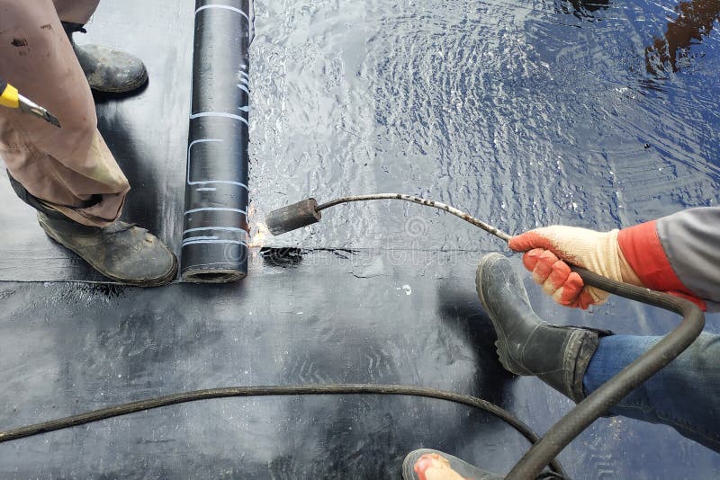 Worker Covered Surface, Bitumen Primer for Improving Adhesion during ...