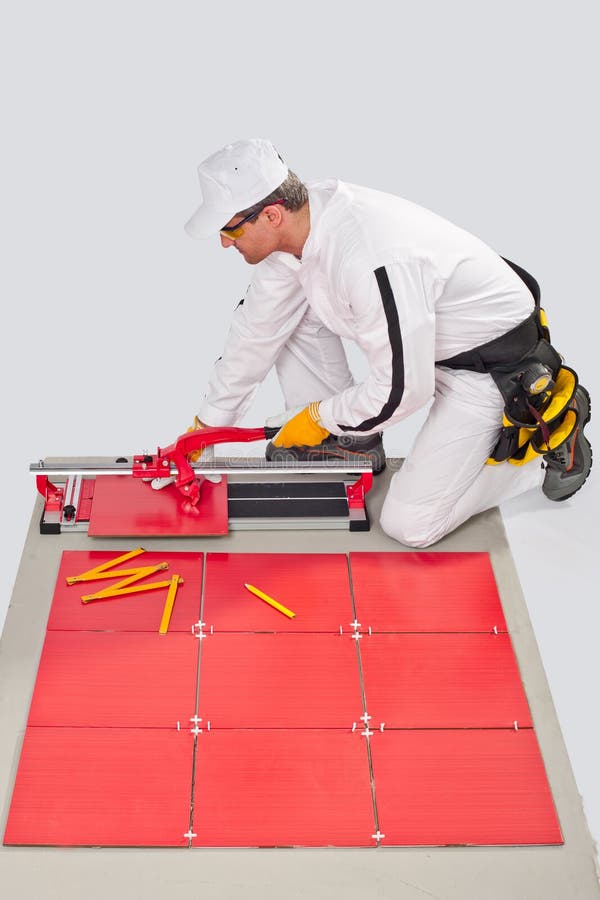 Worker Cut Ceramic Tile Machine Stock Image - Image of repairman ...