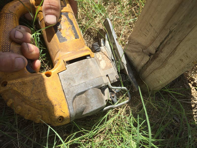 The worker cut post stock image. Image of post, hand - 73399539