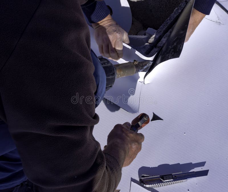 Worker Cut and Weld Heat PVC Sheet Stock Image - Image of woman ...