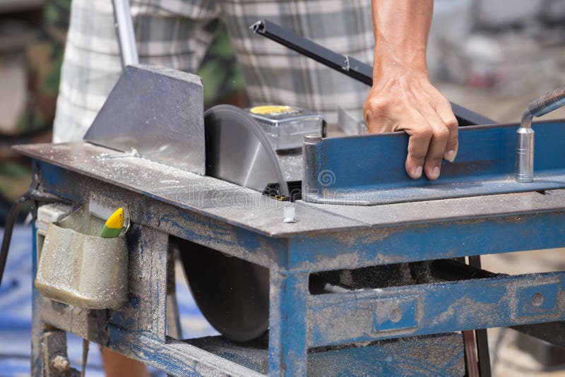 Worker Cutting Aluminium with Grinder Blade Stock Image - Image of ...
