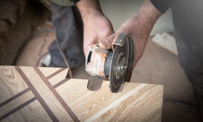 Worker Cutting a Ceramic Tile with a Grinder Stock Image - Image of ...