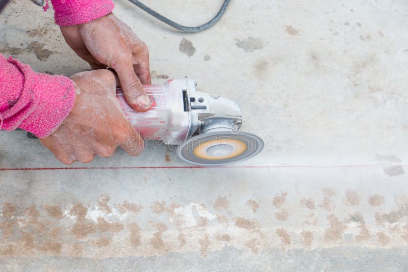 Worker Cutting a Concrete Wall Stock Photo - Image of industrial ...