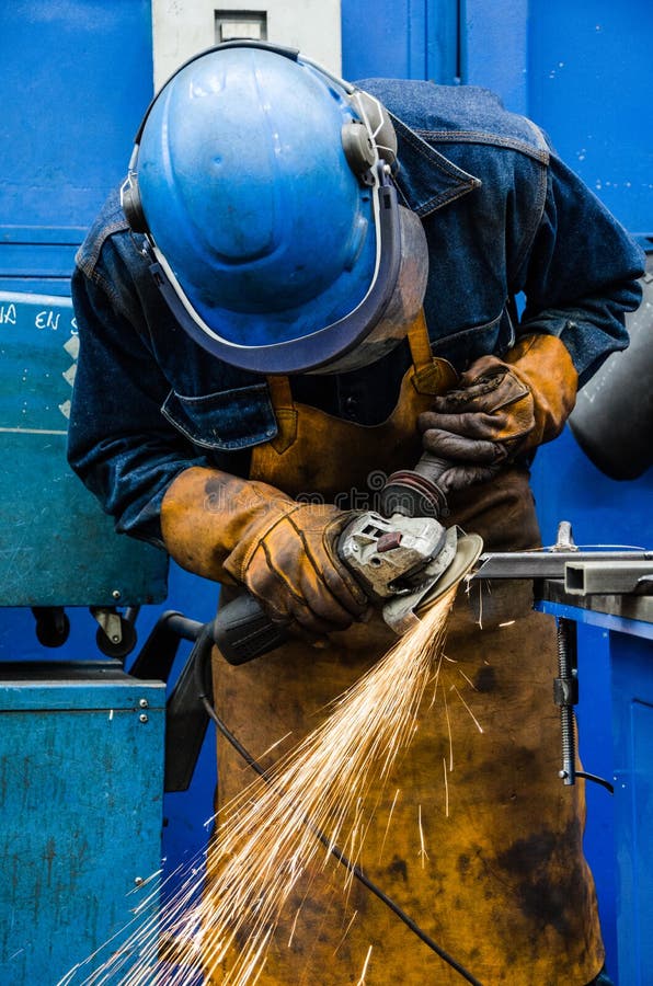Man cutting iron stock photo. Image of technology, metal - 109420844