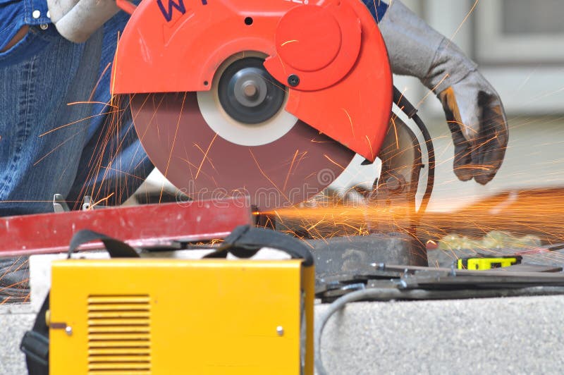 Worker cutting metal stock image. Image of builder, cutting - 26643255